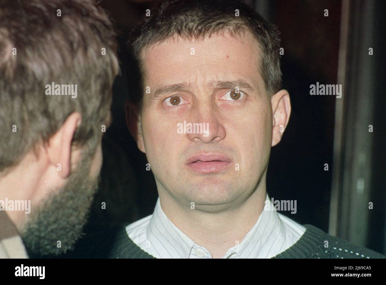 Romanian poet and journalist Mircea Dinescu, January 1990 Stock Photo ...