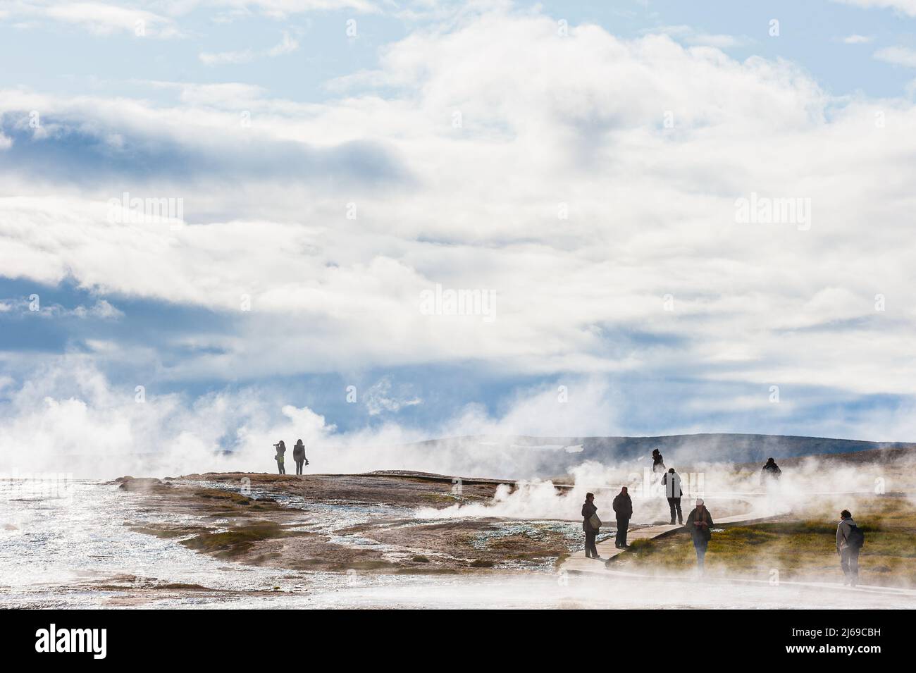 People visiting geothermal area Stock Photo - Alamy