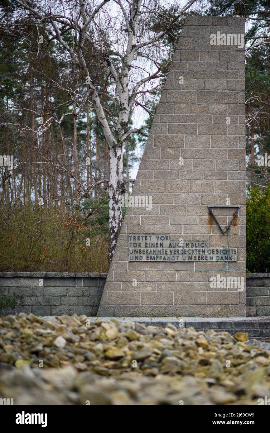 06 April 2022, Saxony-Anhalt, Langenstein: The memorial at the burial ...
