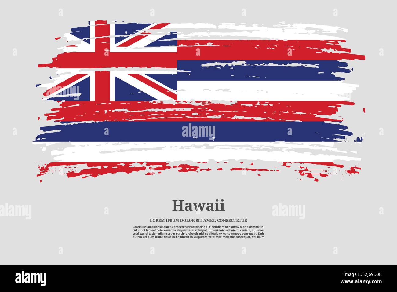 Hawaii US flag with brush stroke effect and information text poster ...