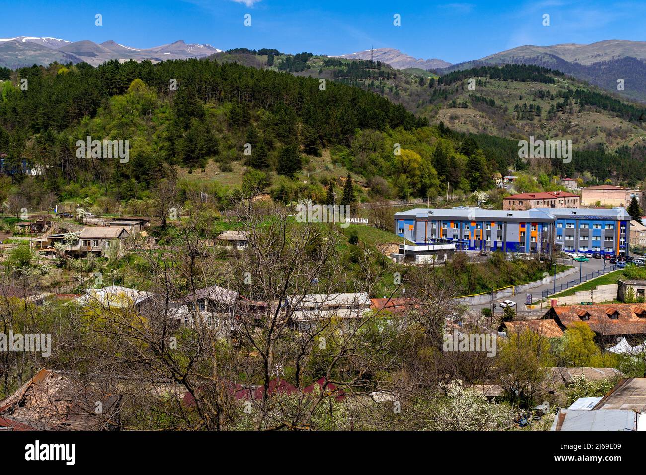 Dilijan, Armenia - April 27, 2022 - Aerial view of Dilijan town in ...