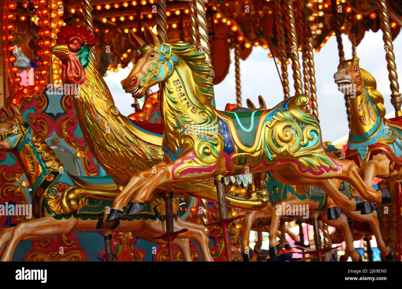 The Horses on a Traditional Carousel Fun Fair Ride Stock Photo - Alamy