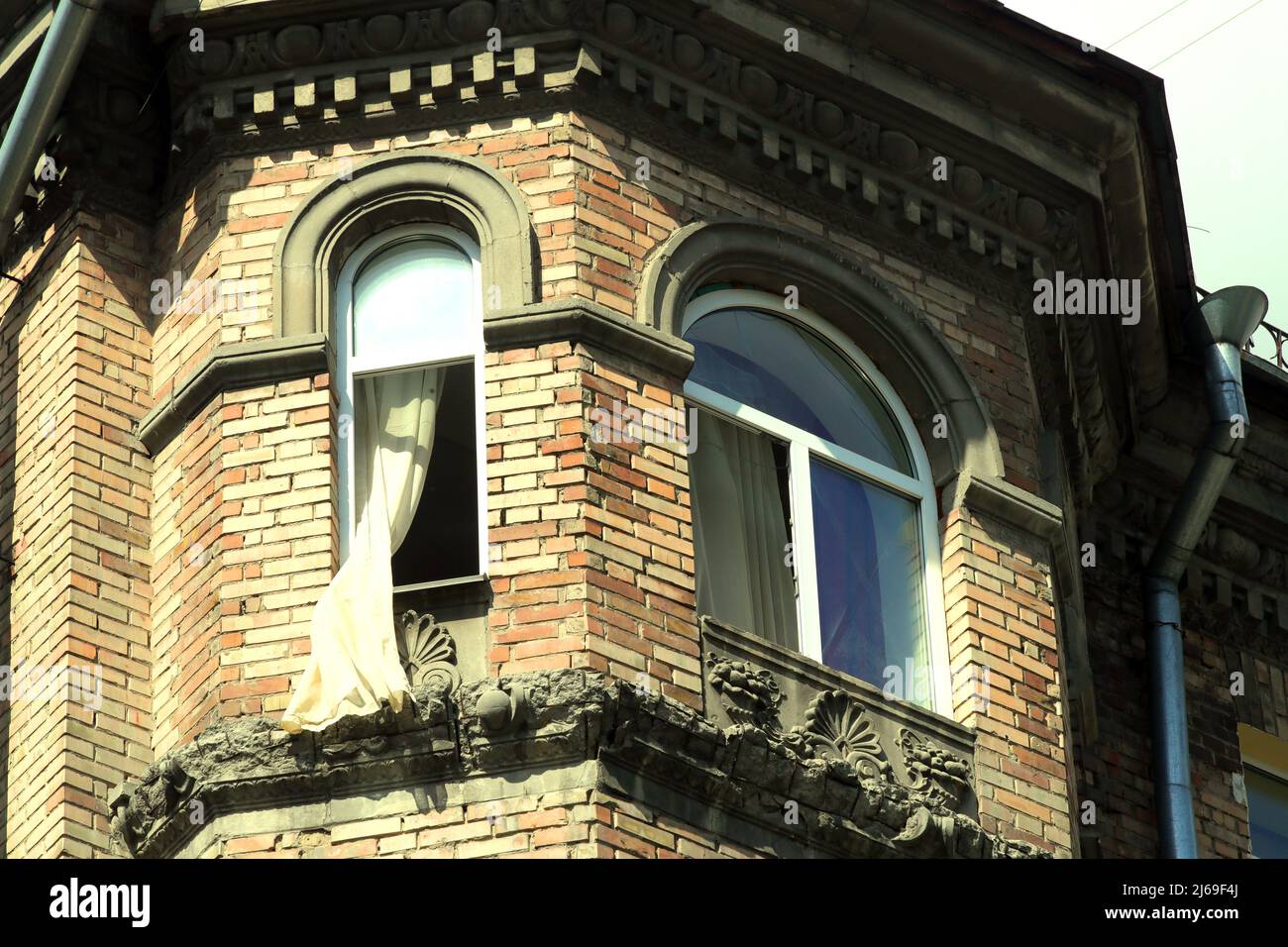 KYIV, UKRAINE - APRIL 29, 2022 - Windows smashed by a shock wave are ...