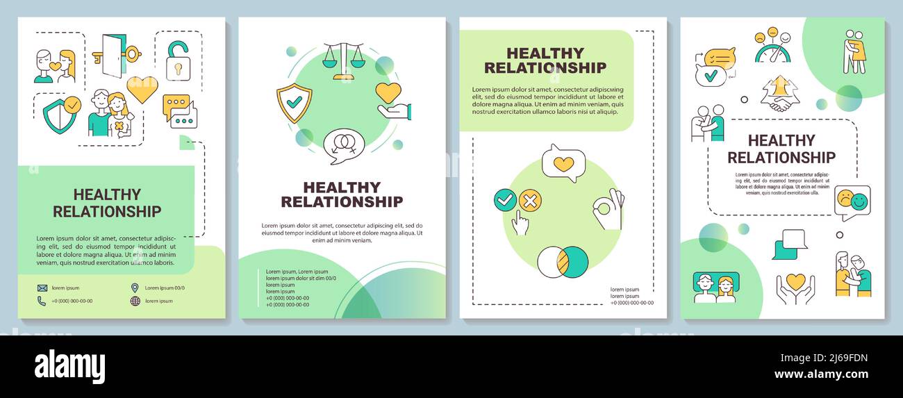 Healthy relationship characteristics green brochure template Stock ...