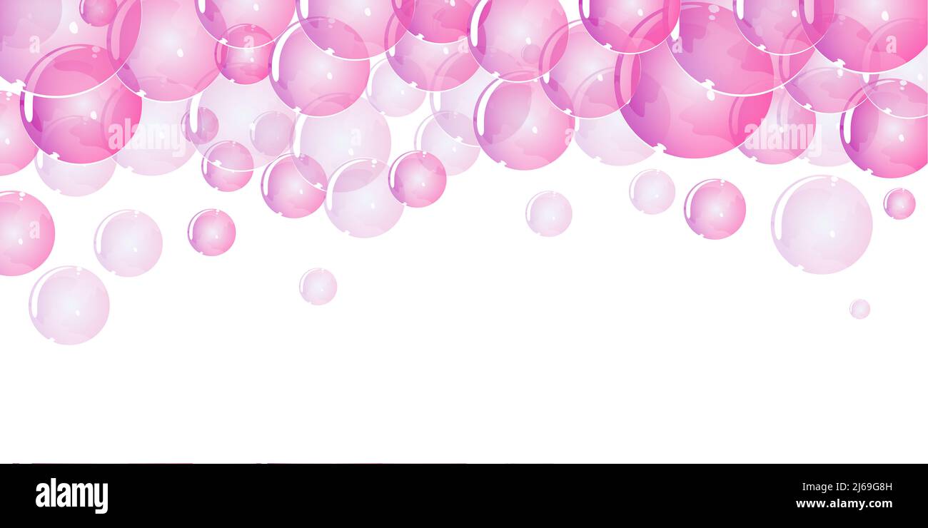 Pink transparent bubbles illustration large background Stock Photo - Alamy