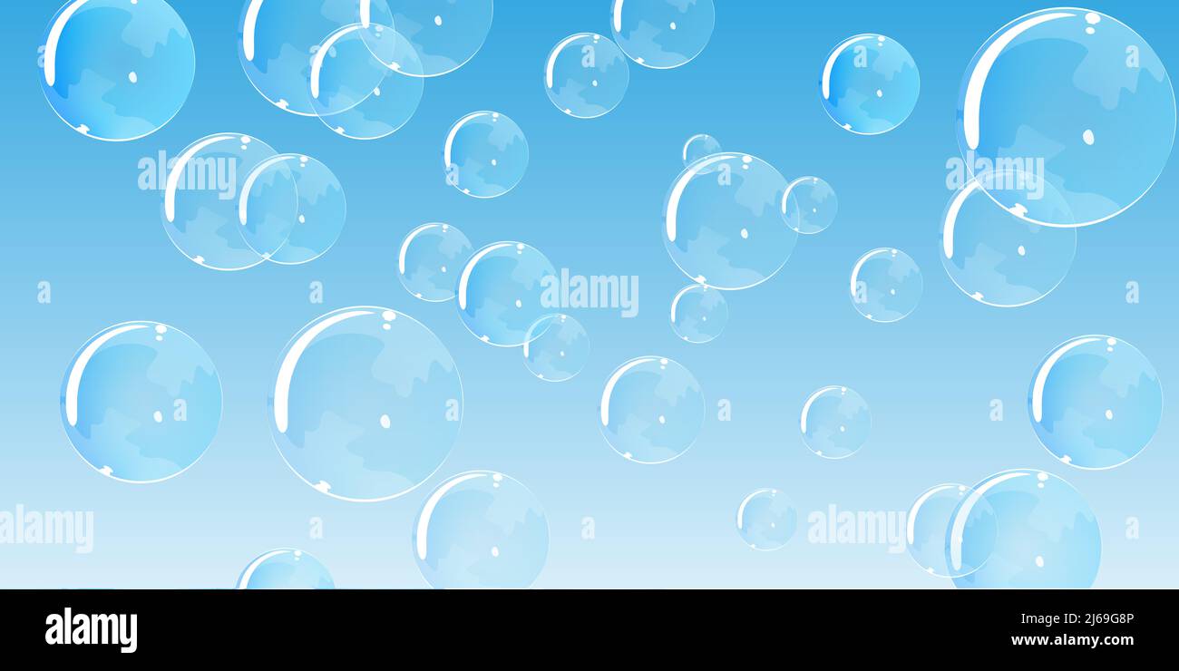 Blue transparent bubbles illustration large background Stock Photo - Alamy