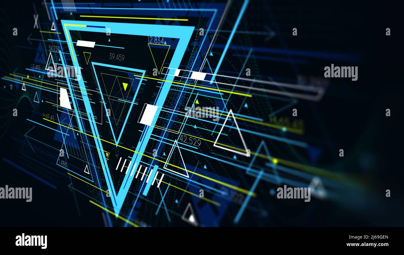 Tech futuristic abstract backgrounds, colorful triangle, monitor screen ...