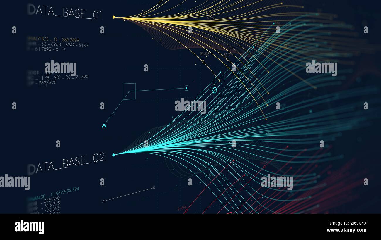 Trend lines analytical market economy information, Intricate data ...