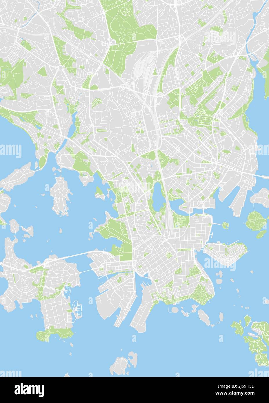 City map Helsinki, color detailed plan of the city, rivers and streets ...