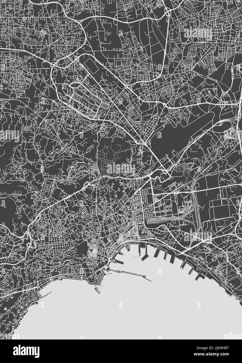 City map Naples, monochrome detailed plan, vector illustration black ...