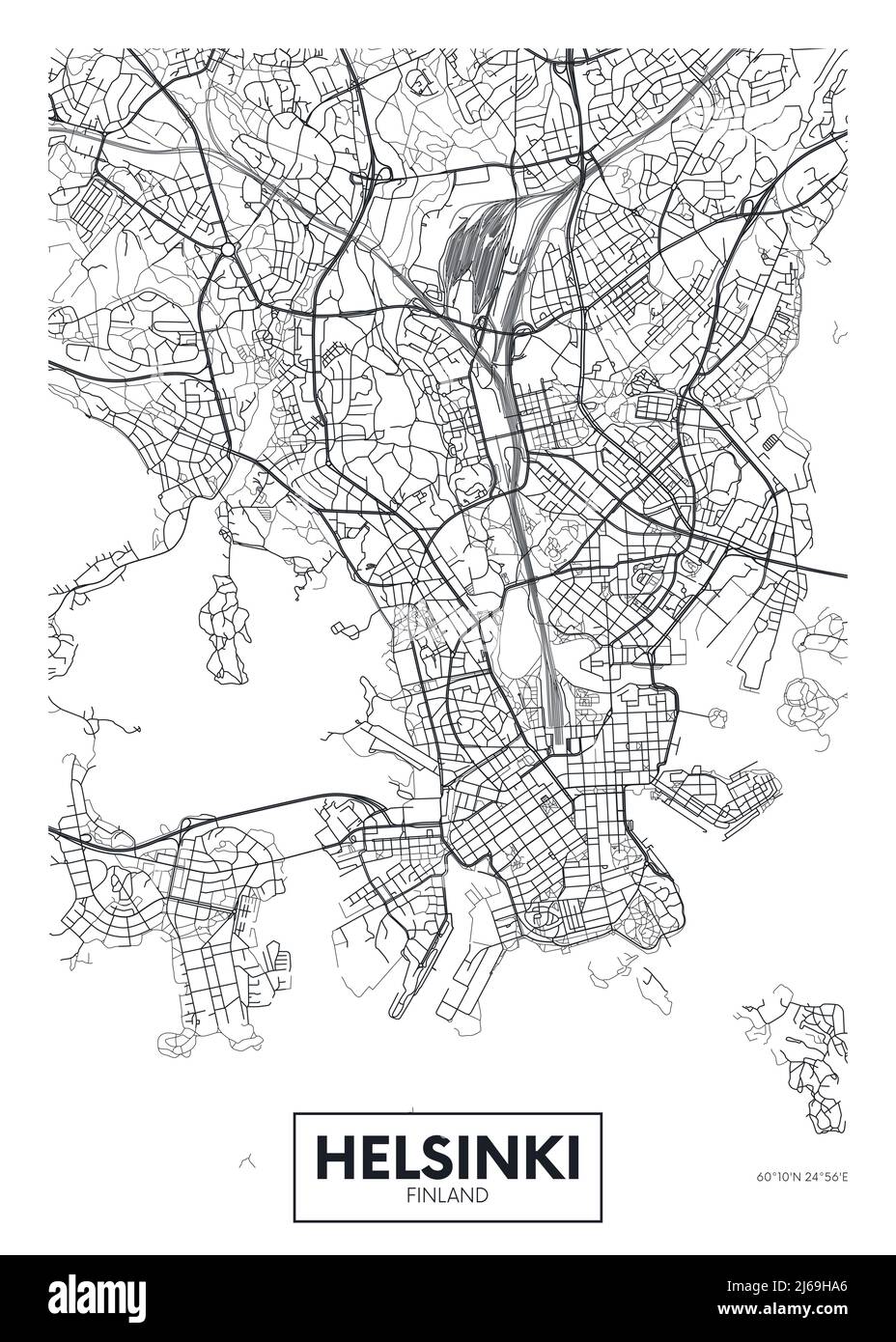 City map Helsinki, travel vector poster design detailed plan of the ...