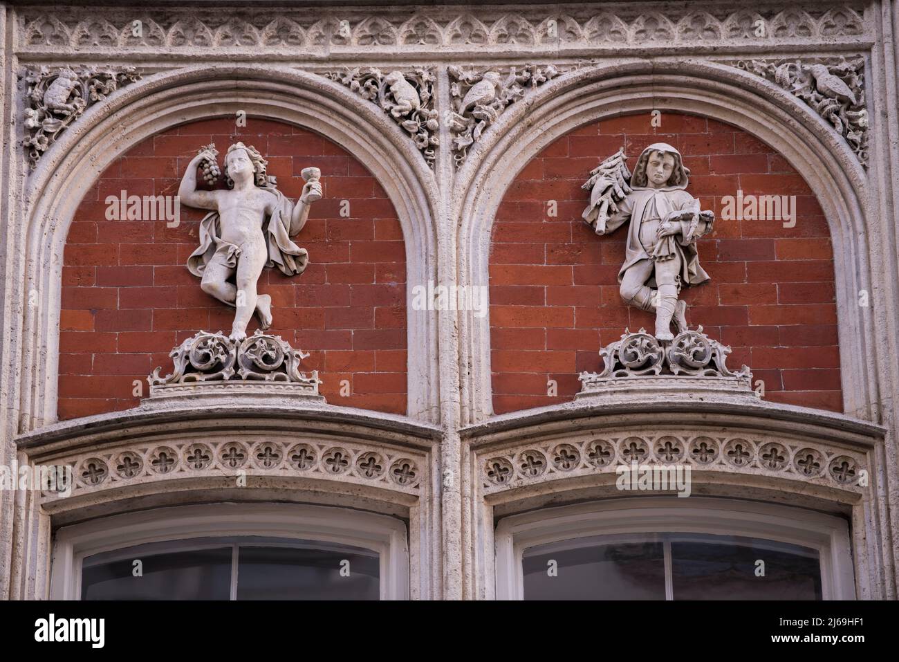 Munich, Germany -April 27,2022: Details of stone ornaments on the ...