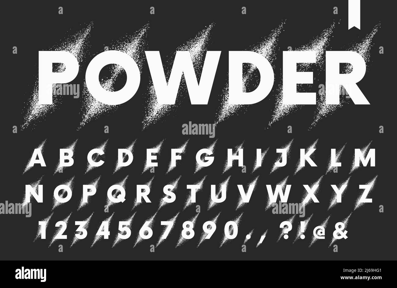 Vector set of latin alphabet, explosion of powder or paint in a ...