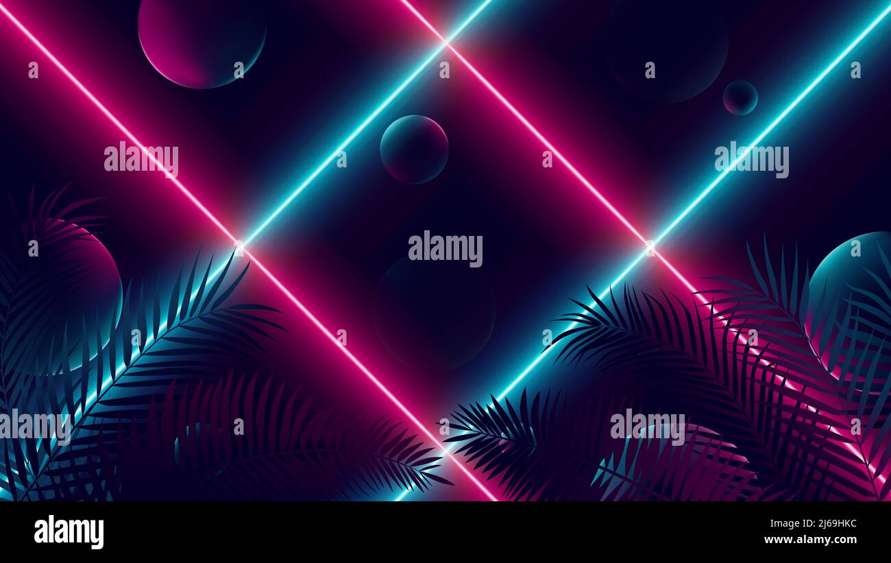 Futuristic background with bright red and blue neon rays, color reflex ...