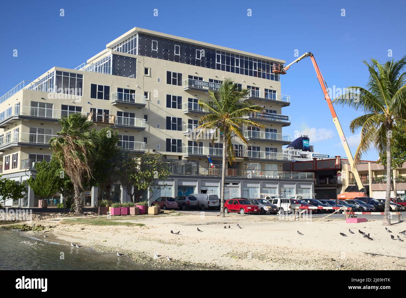 ORANJESTAD, ARUBA - DECEMBER 15, 2020: Construction of apartment ...
