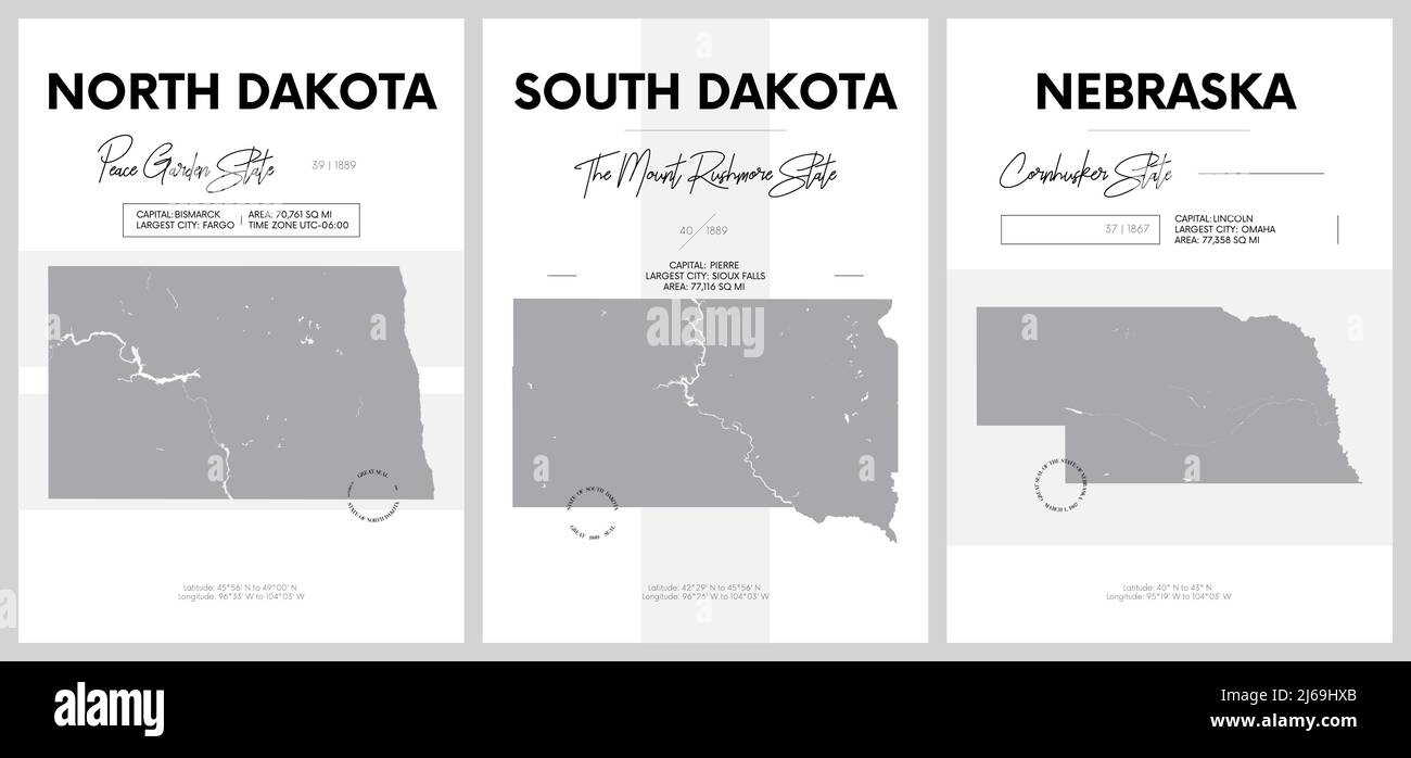Vector posters with highly detailed silhouettes of maps of the states ...