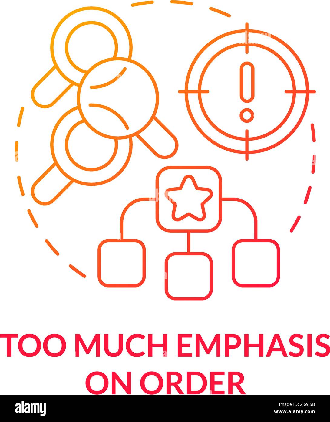 Too much emphasis on order red gradient concept icon Stock Vector Image ...