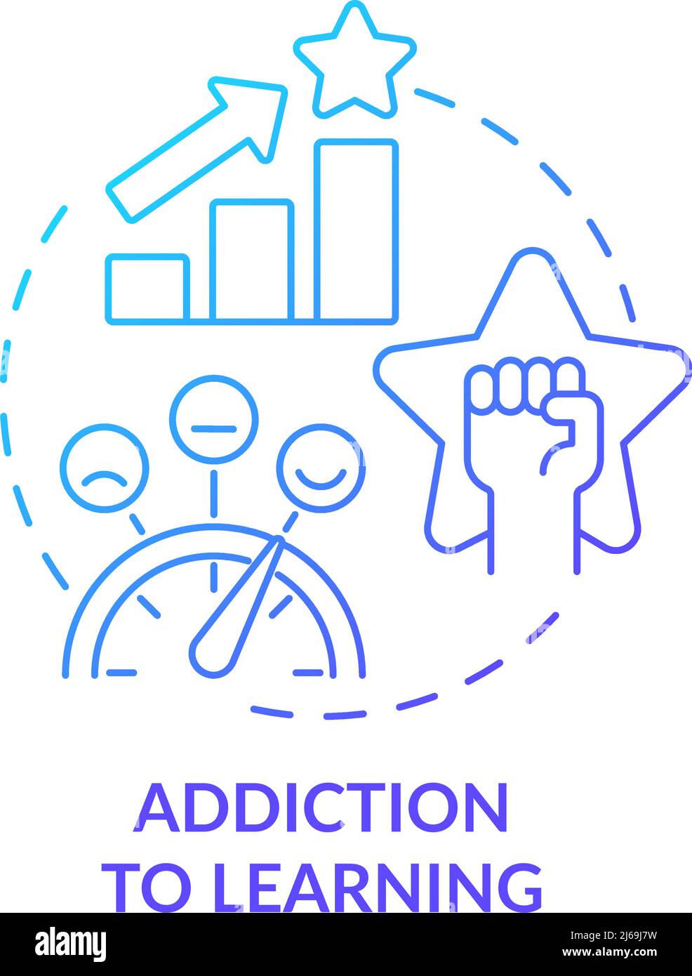 Addiction to learning blue gradient concept icon Stock Vector Image ...