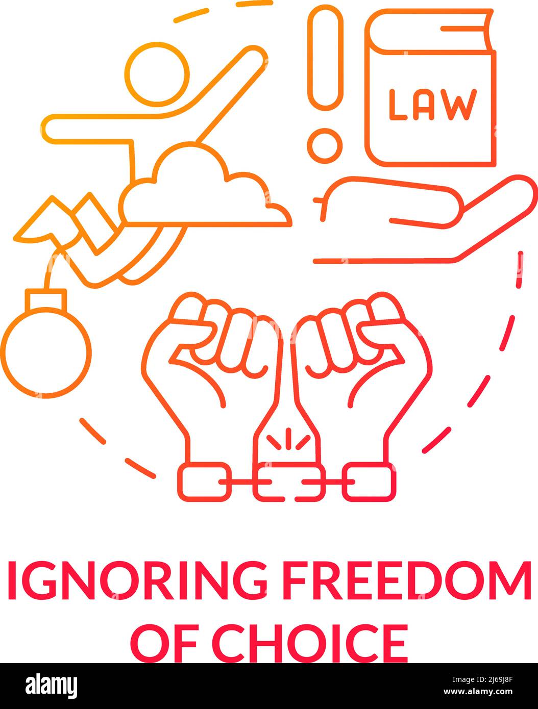 Ignoring freedom of choice red gradient concept icon Stock Vector Image ...