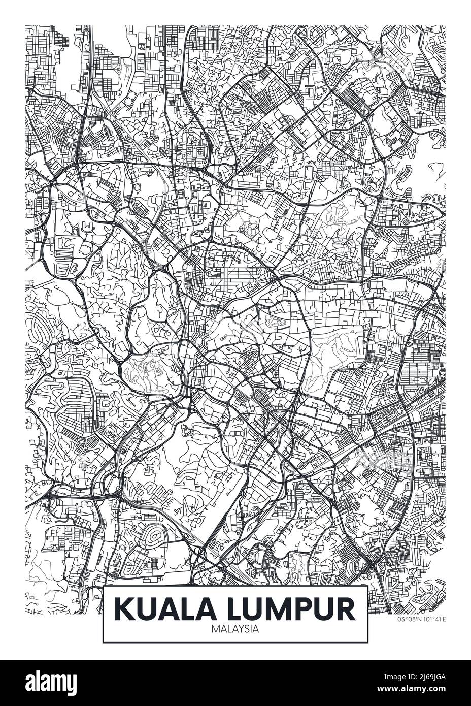 City map Kuala Lumpur, travel vector poster design Stock Vector Image ...