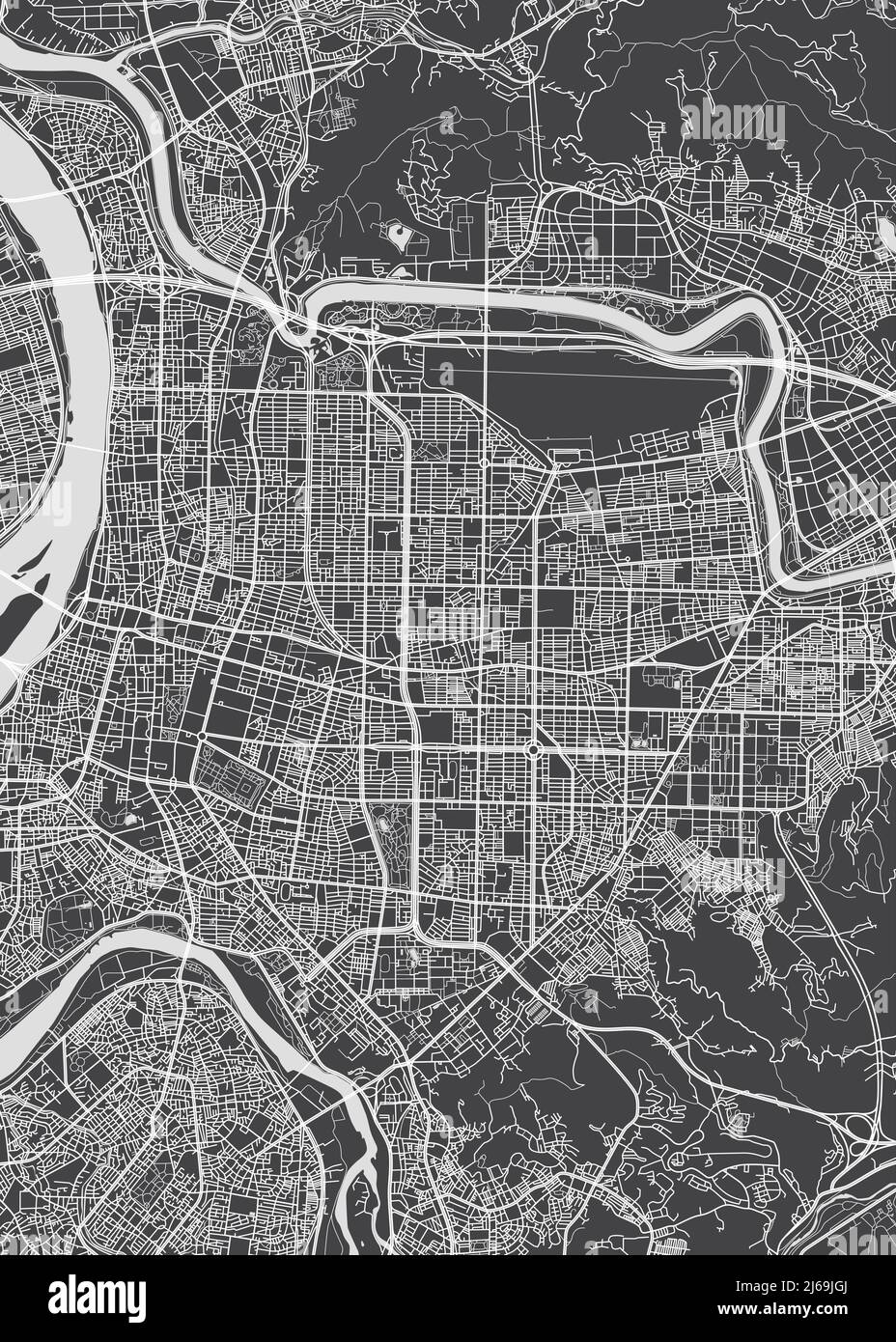 City map Taipei, monochrome detailed plan, vector illustration Stock ...