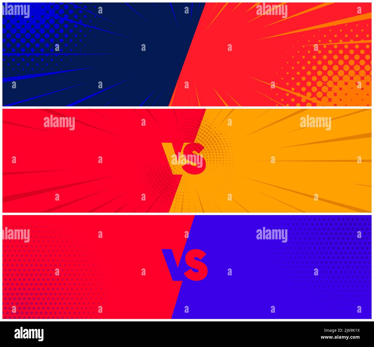 Set of banners fighting each other, vector illustration, two opponents ...