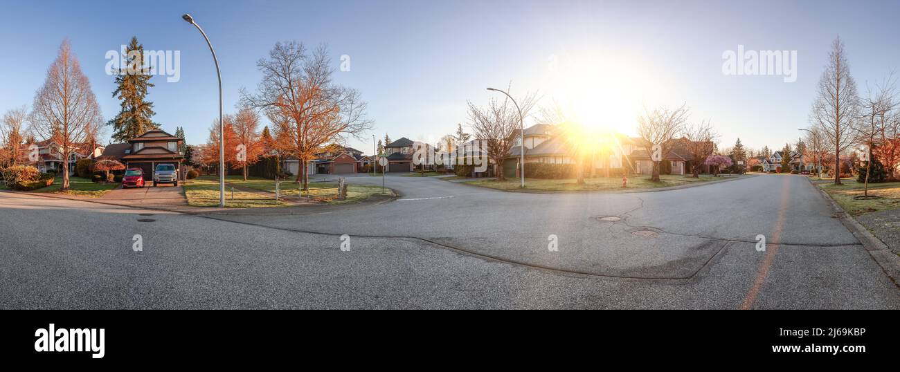 Residential neighborhood Street in Modern City Suburbs Stock Photo - Alamy