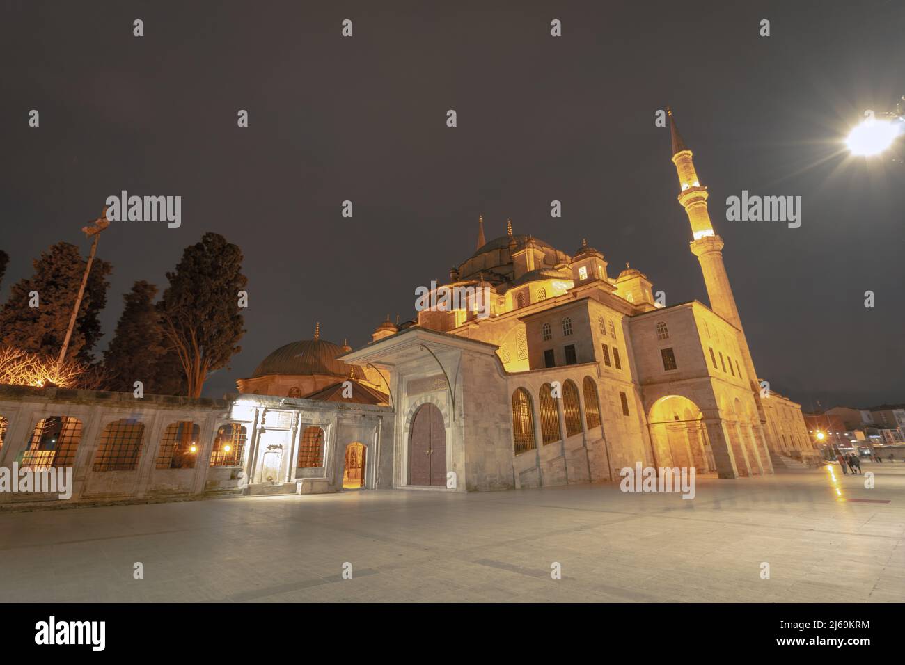 Fatih Mosque at night. Islamic background photo. Mosques of Istanbul ...