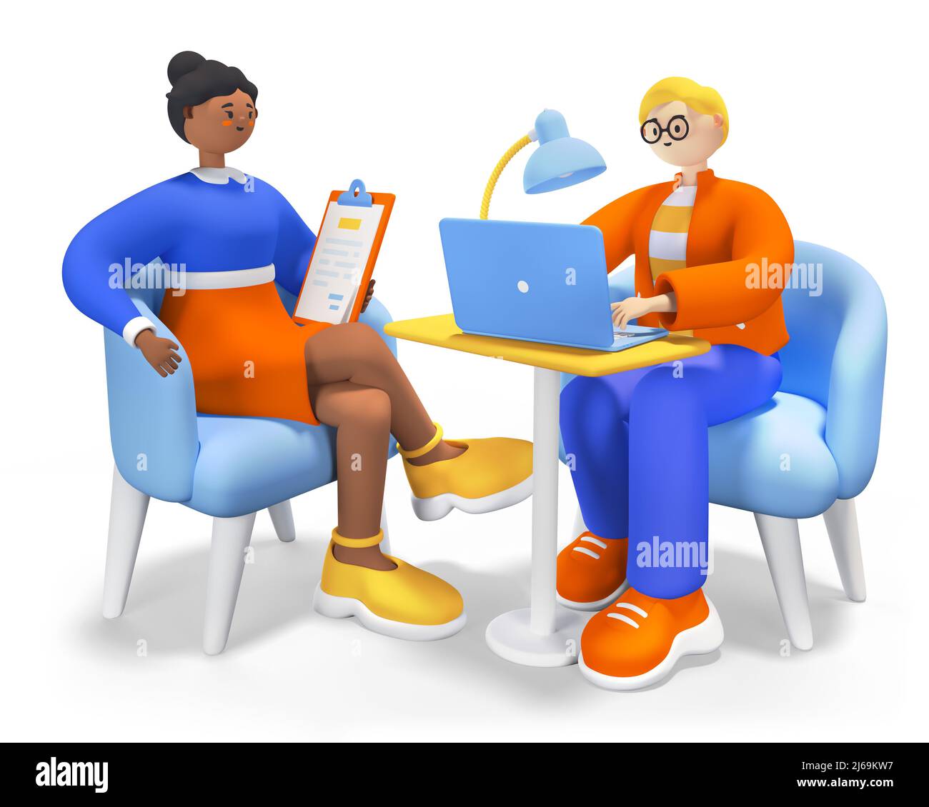 Office job interview - modern realistic colorful 3d illustration Stock ...