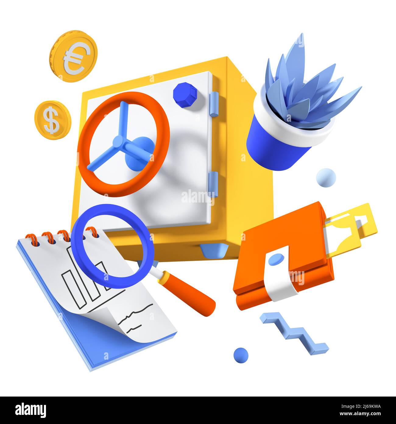 Keep money in cash - modern realistic colorful 3d illustration Stock ...