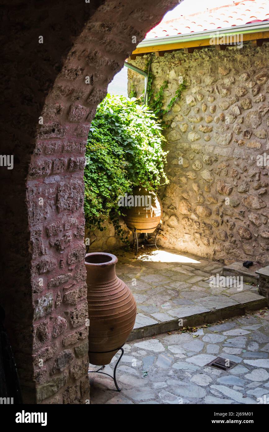 View of the Orthodox Monastery of the Great Meteor on the rocks of ...