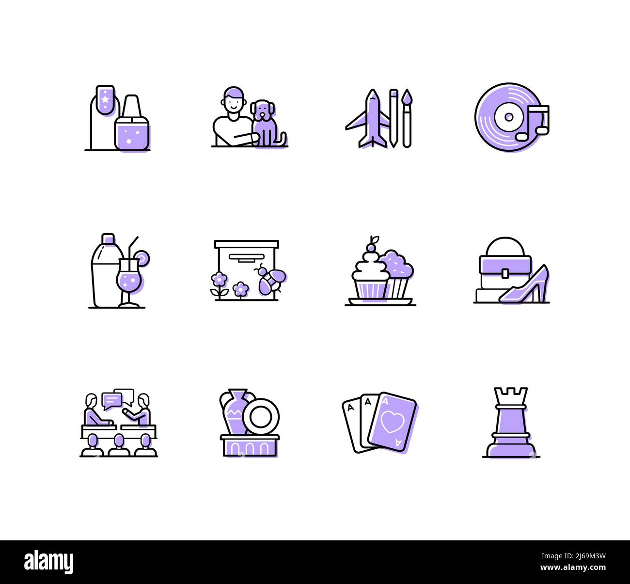 Leisure time - modern line design style icons set Stock Vector Image ...