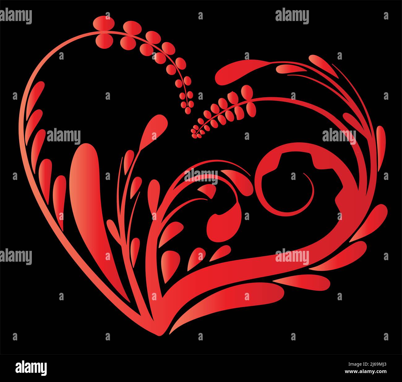 vector drawing black background plant design love Stock Photo - Alamy