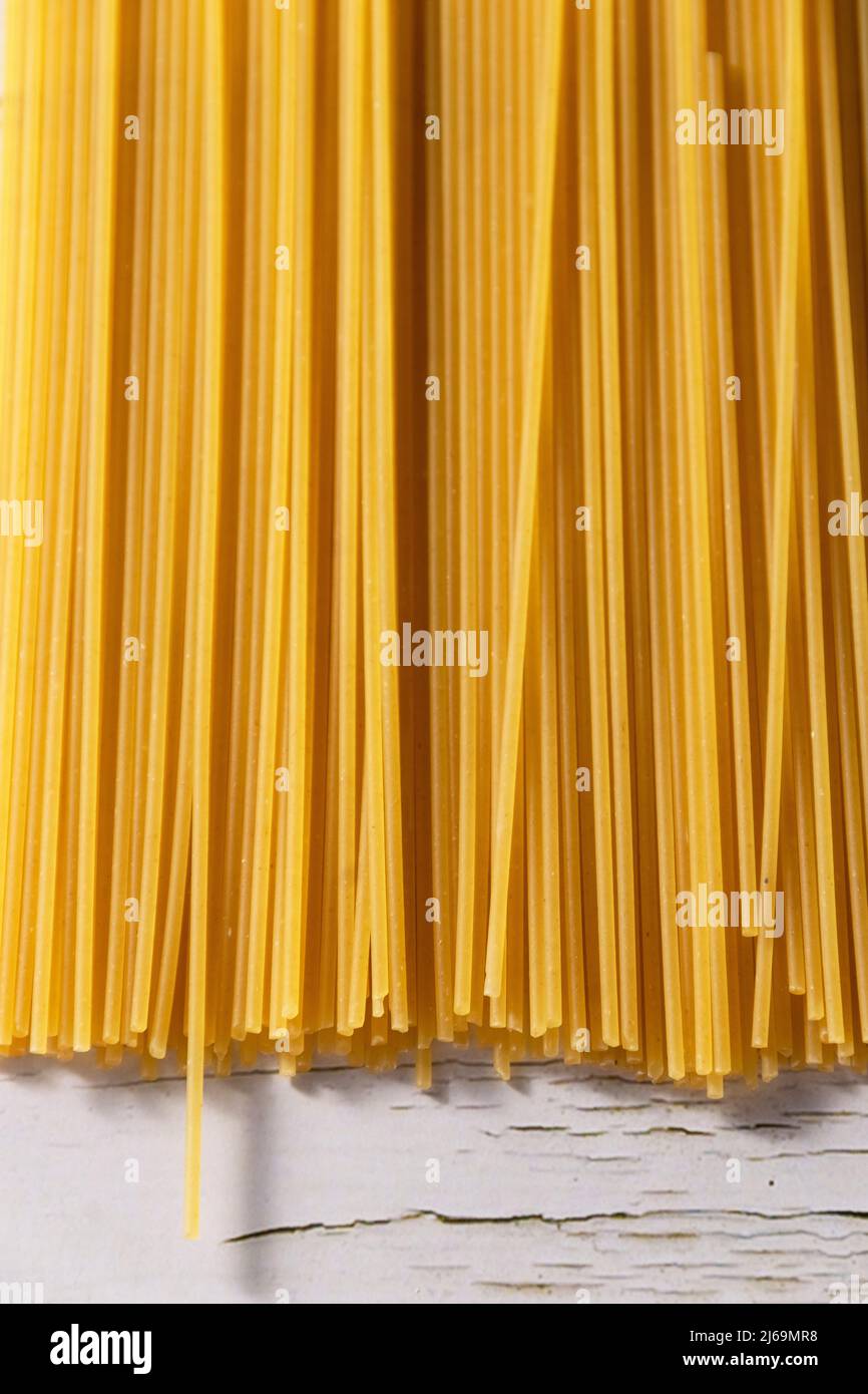 Close up of raw spaghetti pasta, food backgrounds, organic ingredients ...
