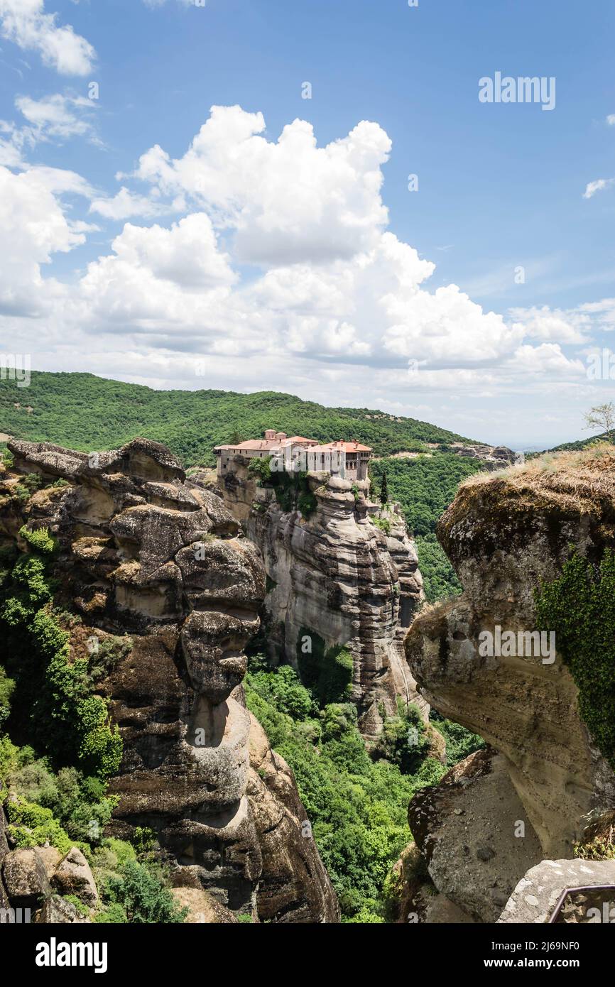 View of the Orthodox Monastery of the Great Meteor on the rocks of ...
