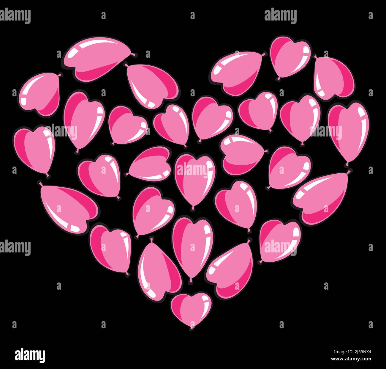 vector drawing heart shape balloons design background Stock Photo - Alamy