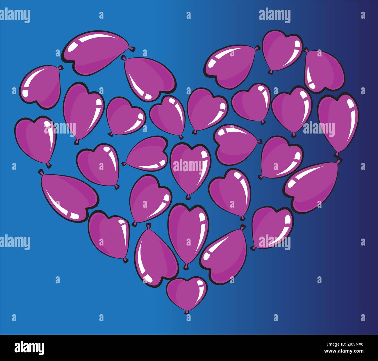 vector drawing heart shape balloons design background Stock Photo - Alamy