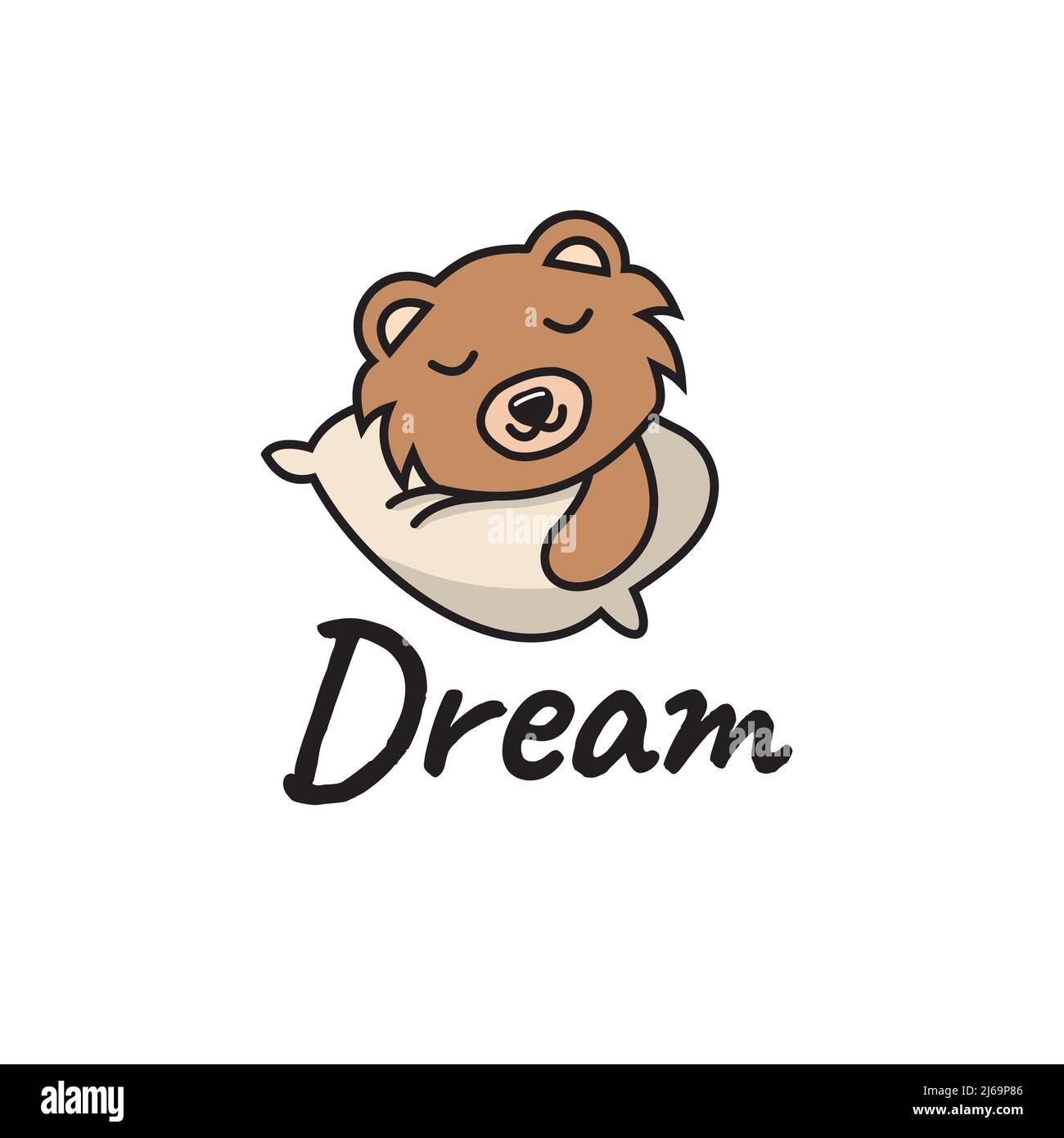Cute Bear Sleeping With Pillow Cartoon Vector Icon Illustration Stock ...