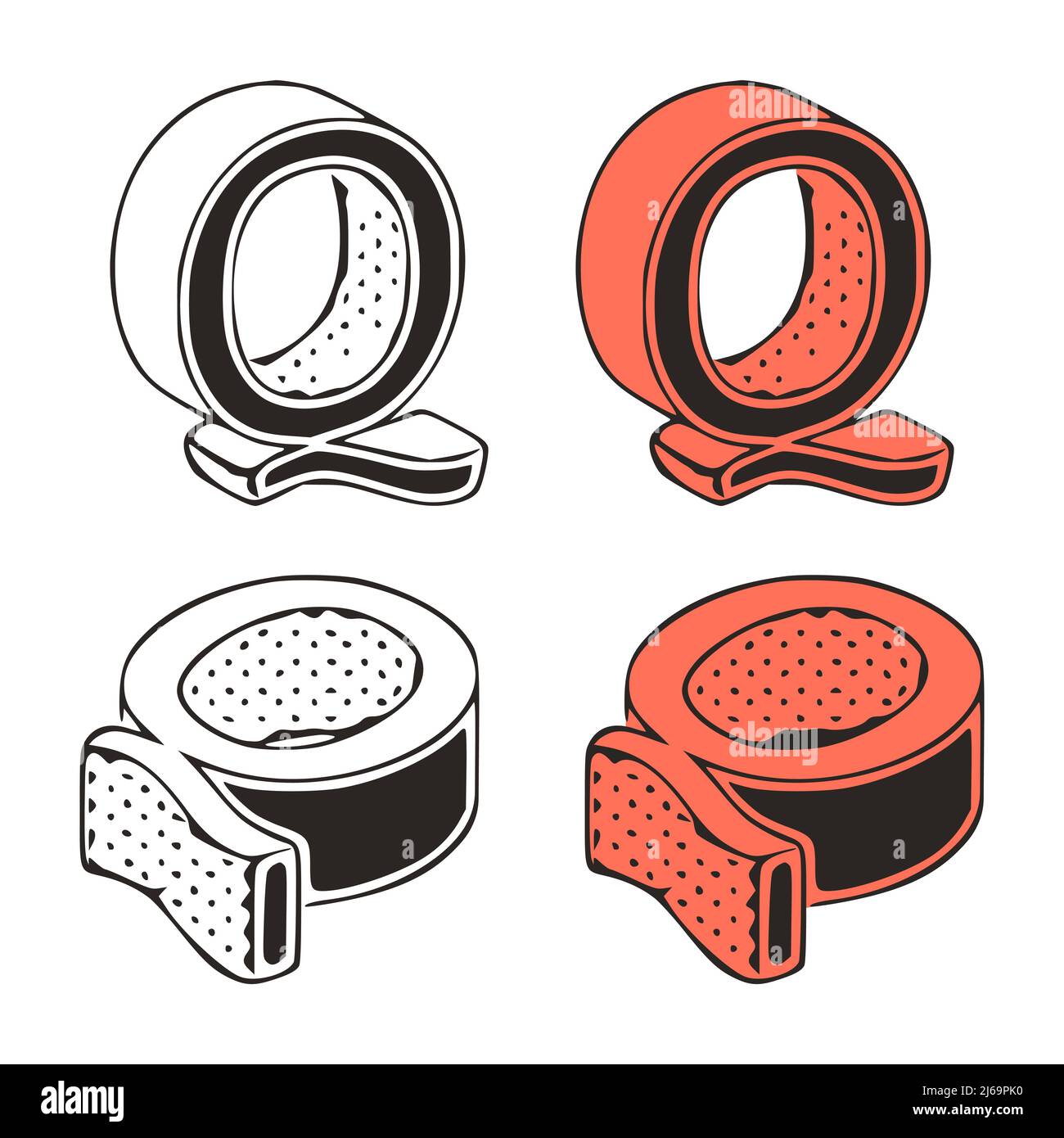 Isometric letter q doodle vector illustration on white background ...