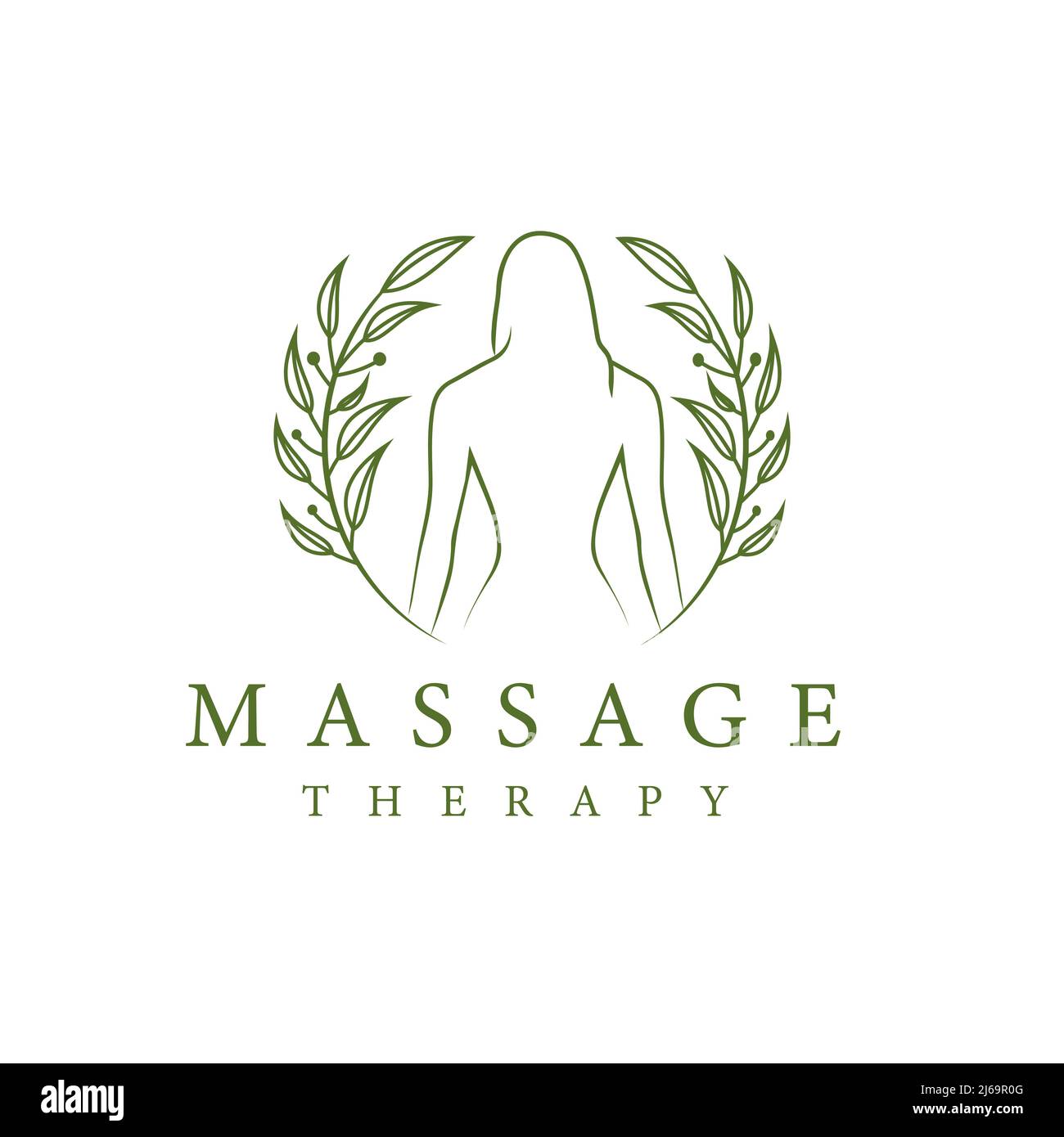 Back Facing Female Massage Therapy Logo Vector Illustration Stock