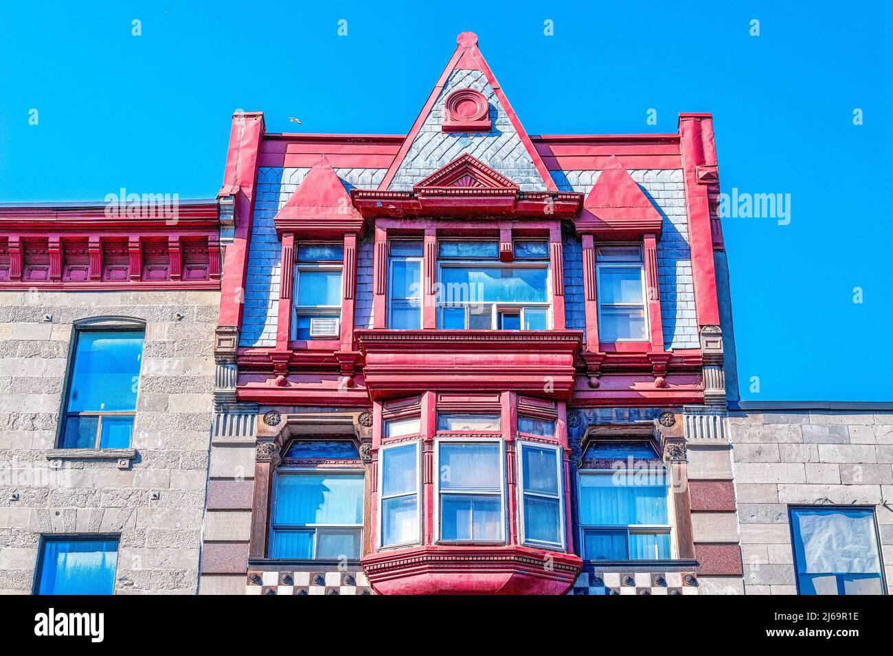 Exterior architecture features of a colonial style building in Vieux ...