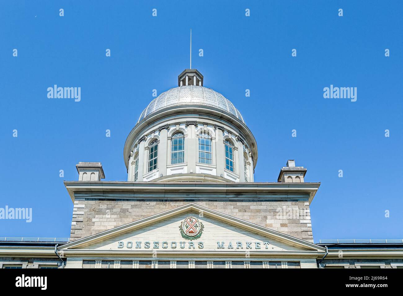 Exterior architecture and dome of the Bonsecours Market in the old town ...