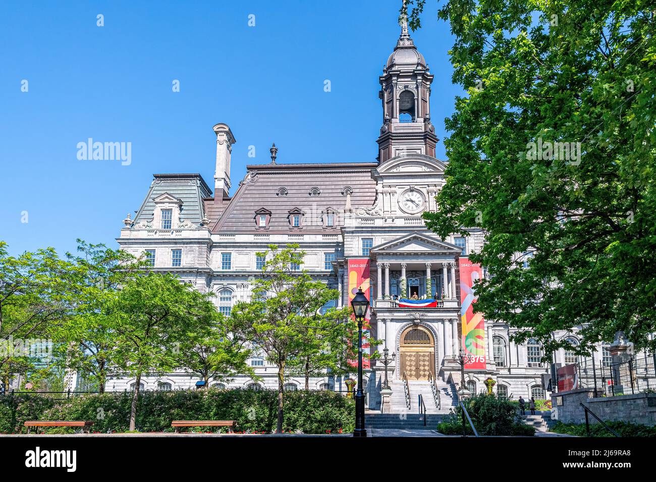 Exterior architecture of the City Hall or Town Hall building in the old ...
