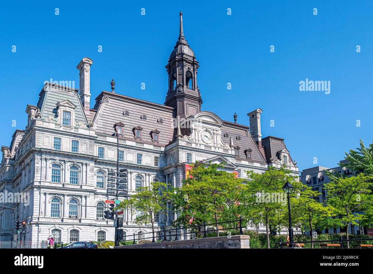 Exterior architecture of the City Hall or Town Hall building in the old ...