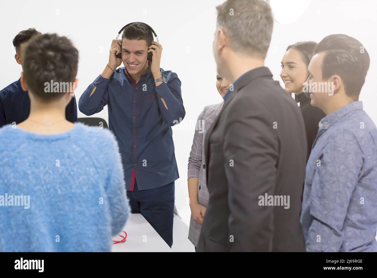 Students with video camera in computer lab, Filming in a Studio ...