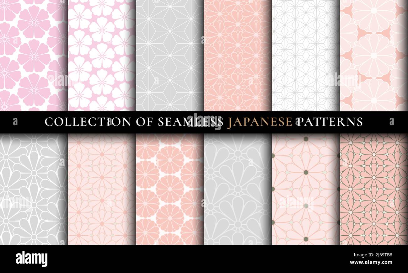 Japanese Asian traditional seamless patterns collection set Stock ...