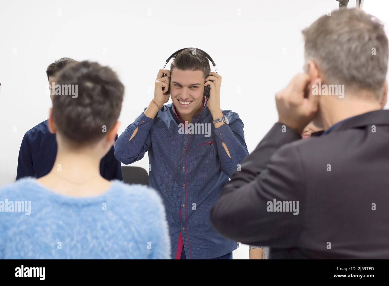 Students with video camera in computer lab, Filming in a Studio ...