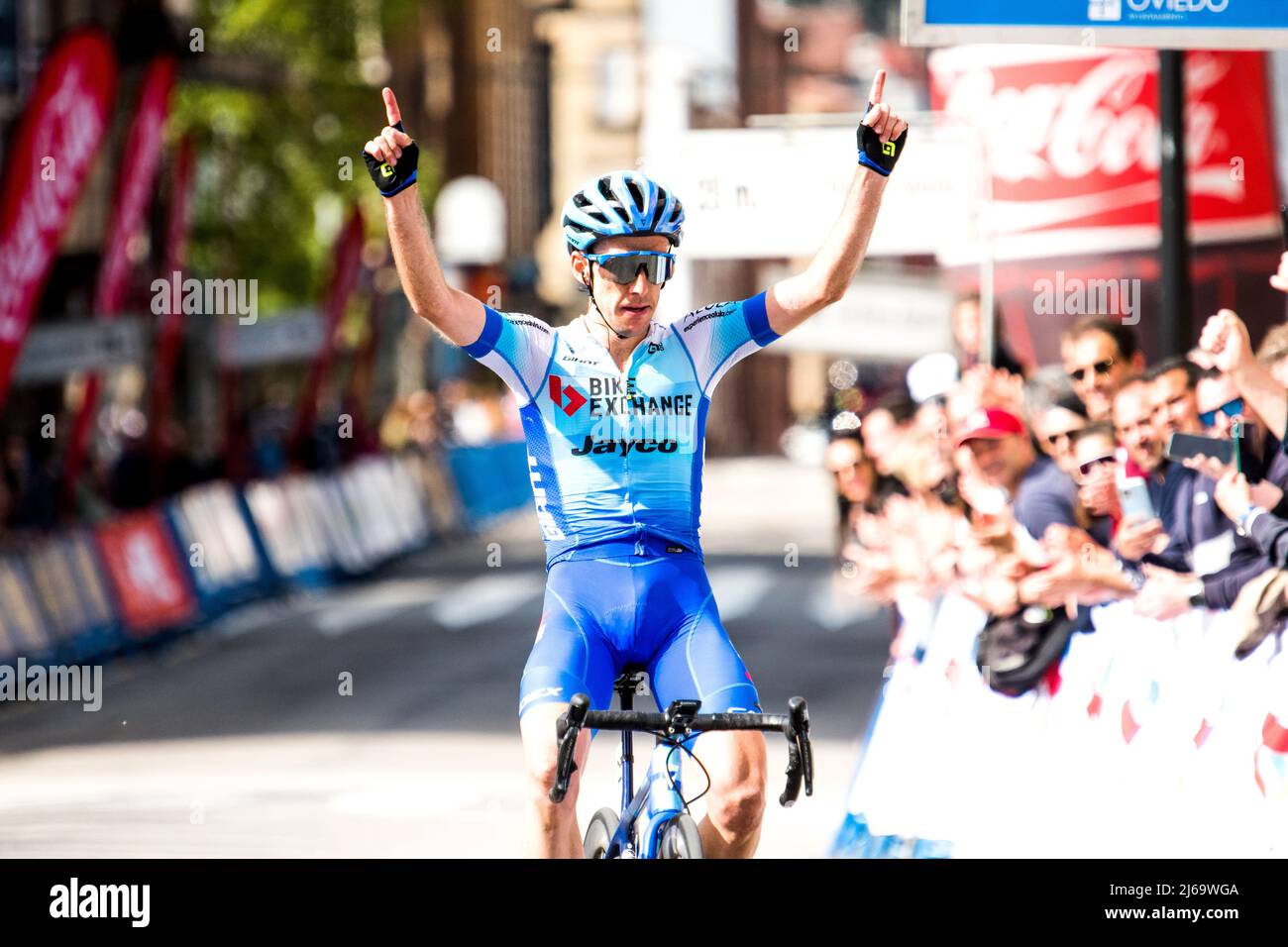 Pola de Lena, Spain. 29th April, 2022. British cyclist, Simon Yates ...