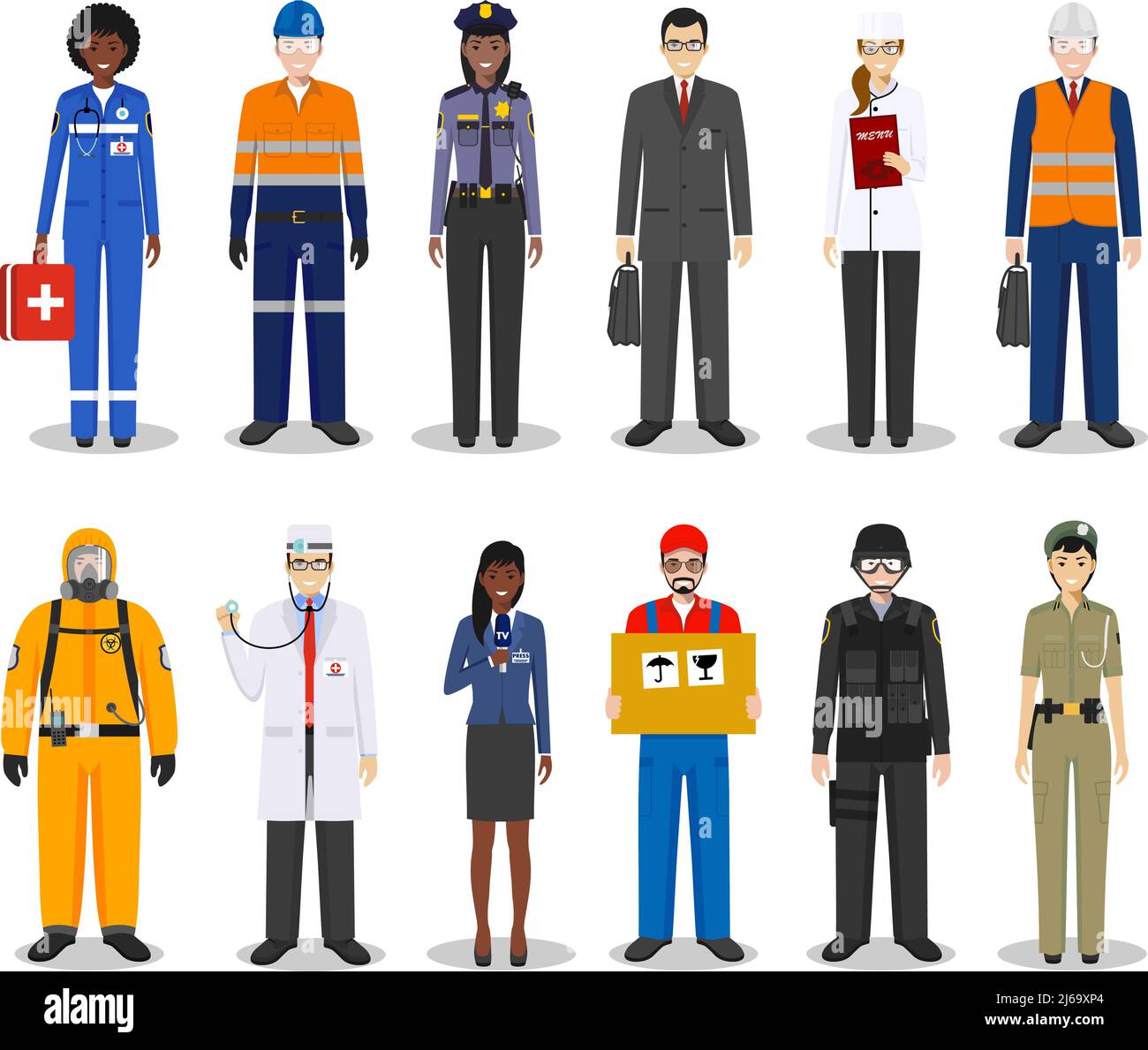 People occupation characters set in flat style isolated on white ...