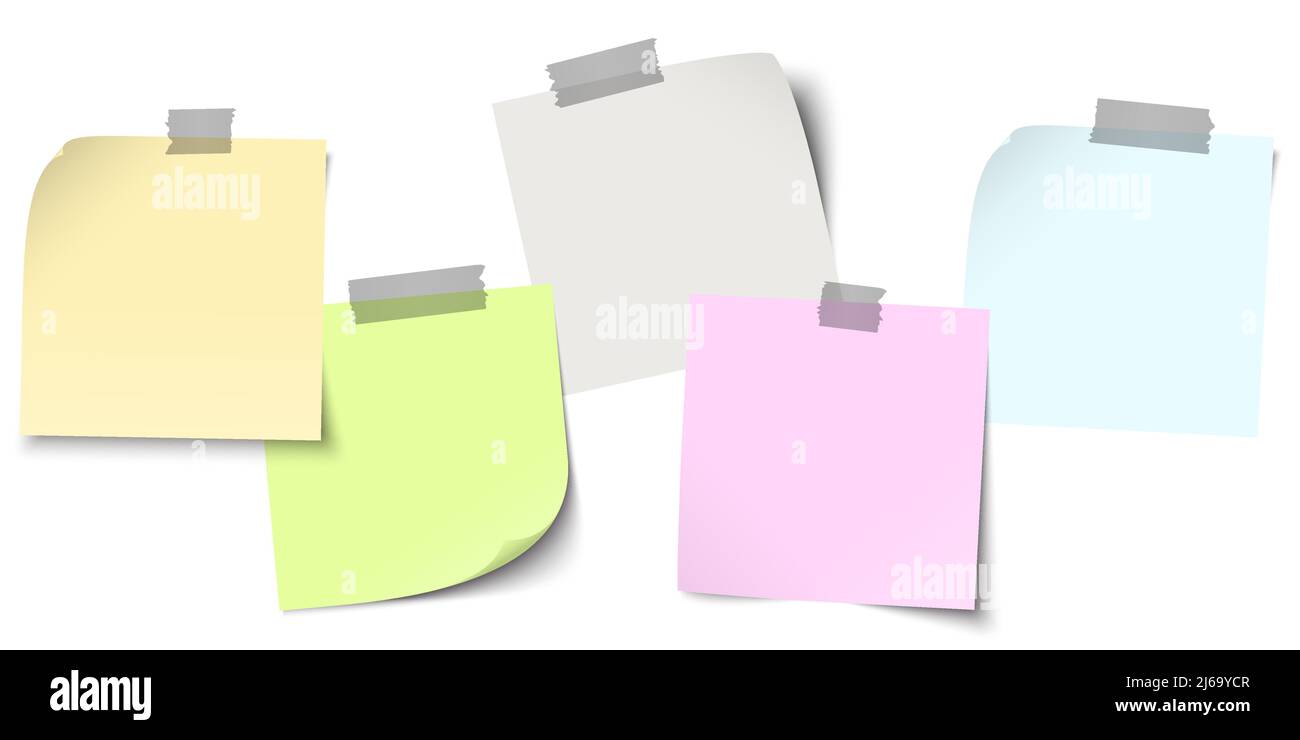 eps vector illustration with business little sticky notes in a row with ...